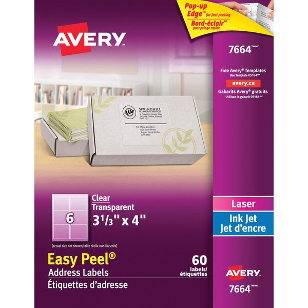 Avery Clear Shipping Labels with Easy Peel for Laser and Inkjet ...